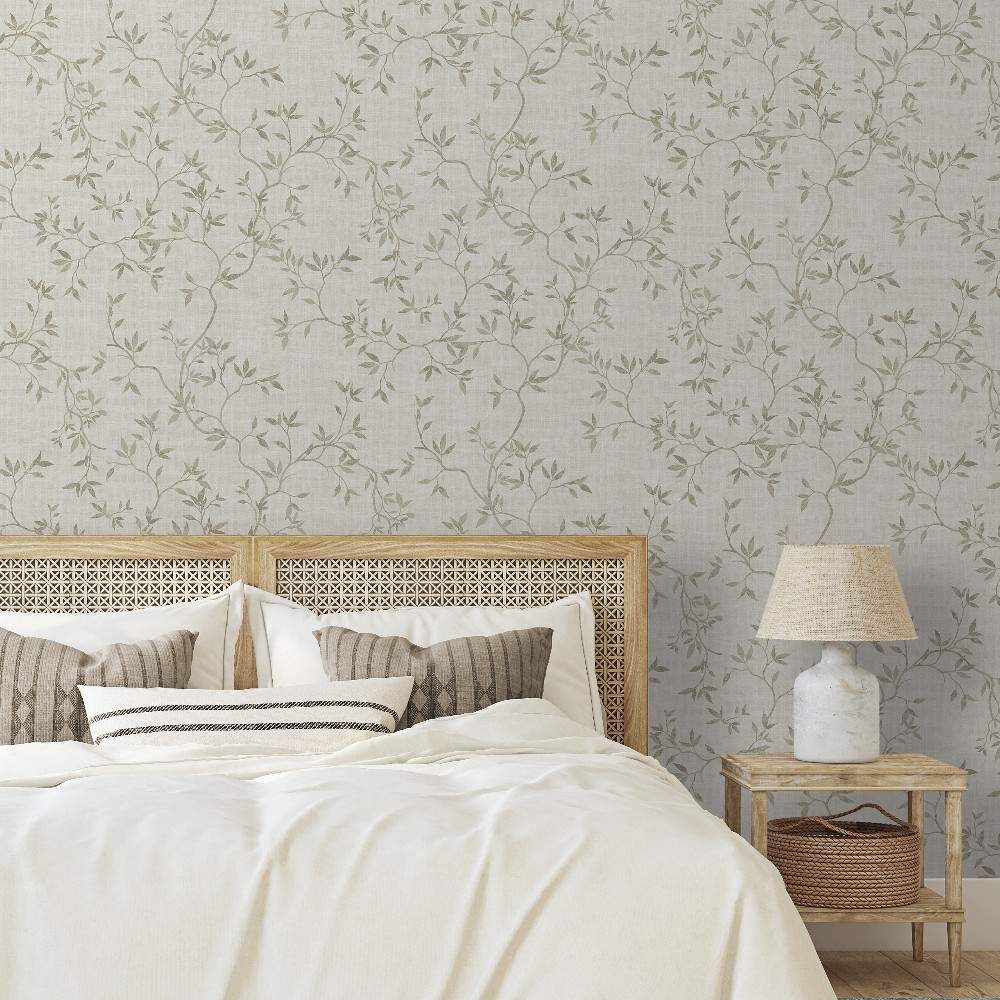 Japandi Leaf Cream Floral Wallpaper 173573 | Darcy James